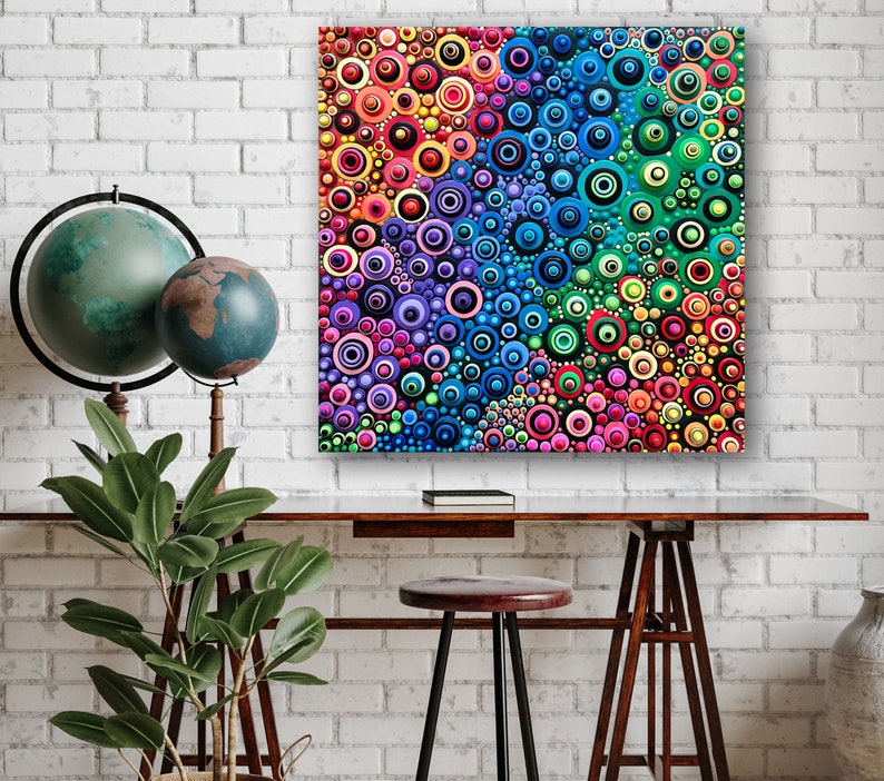 3D Circle Painting: Mixed Media Blob Art on Canvas (31x31 Inches) - Etsy