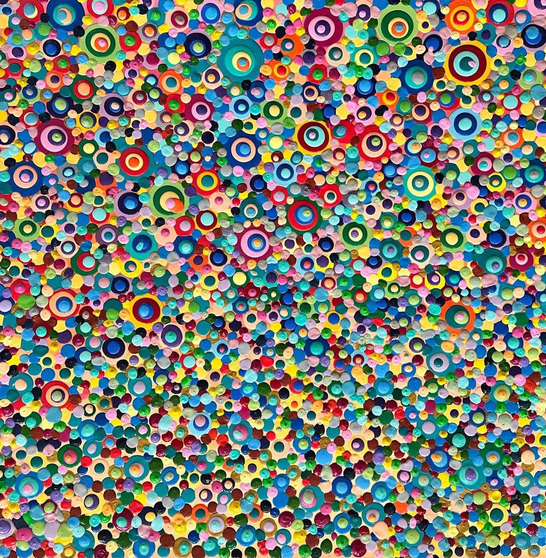 Original Blob Painting: Colorful Abstract Art on Canvas (31x31 In) - Etsy