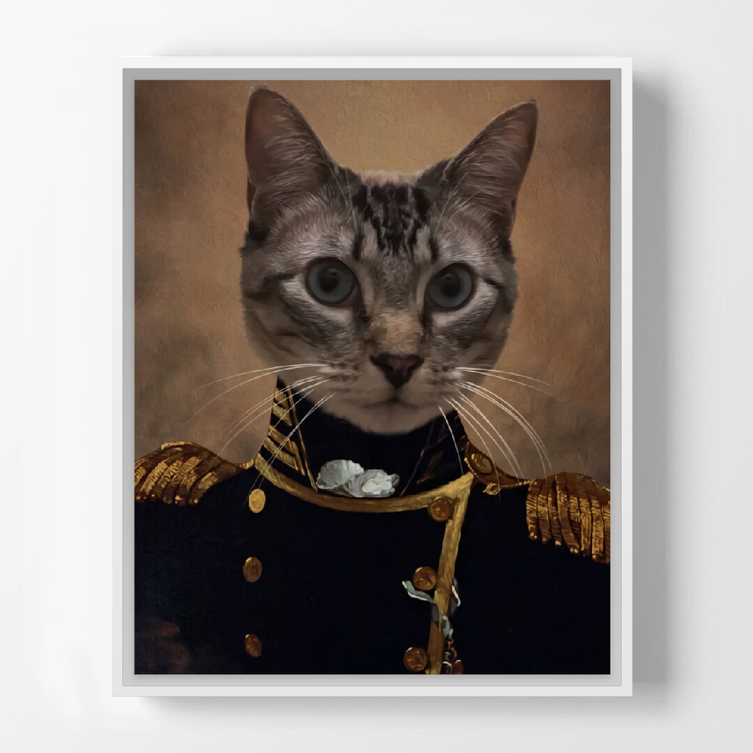Crown and Paw Pet Portrait Canvas Wall Art Personalized Cat - Etsy