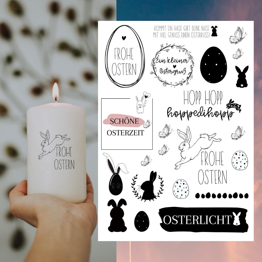 Easter Candle Tattoos for Pillar Candles Various Motifs DIN A4 Candle ...