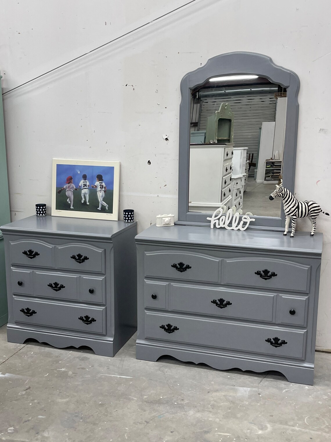 Sold Do Not Purchase Slate Gray/grey /black 3 Piece Dresser Set/chest ...