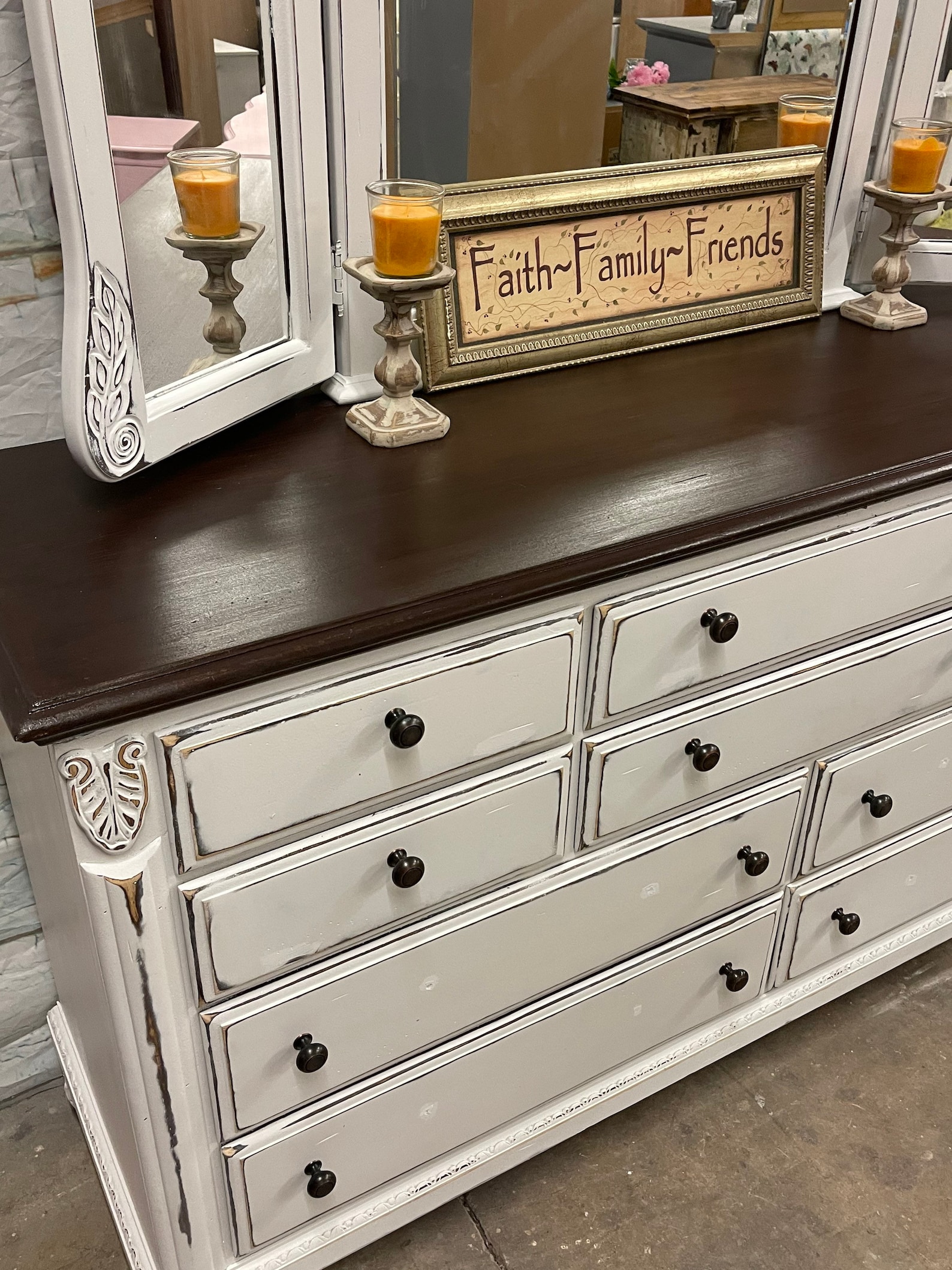 SOLD! Sold! White Dresser /chalk Painted /stained/distressed Dresser ...