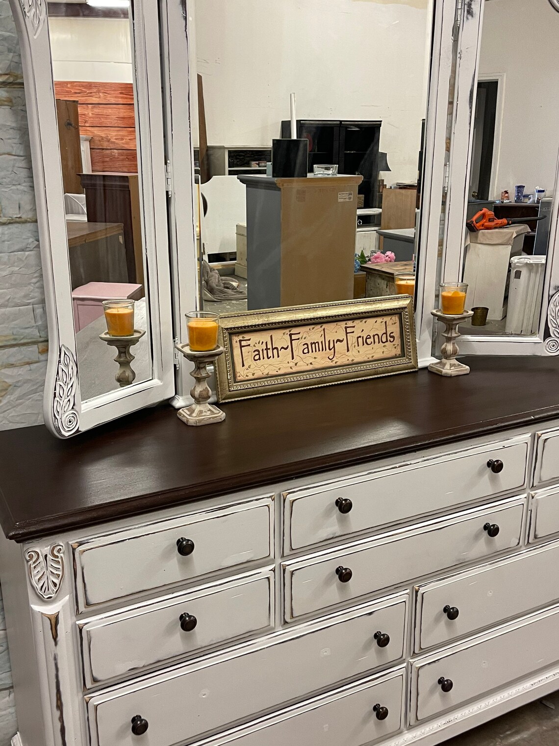 SOLD Sold White Dresser /chalk Painted /stained/distressed Dresser ...