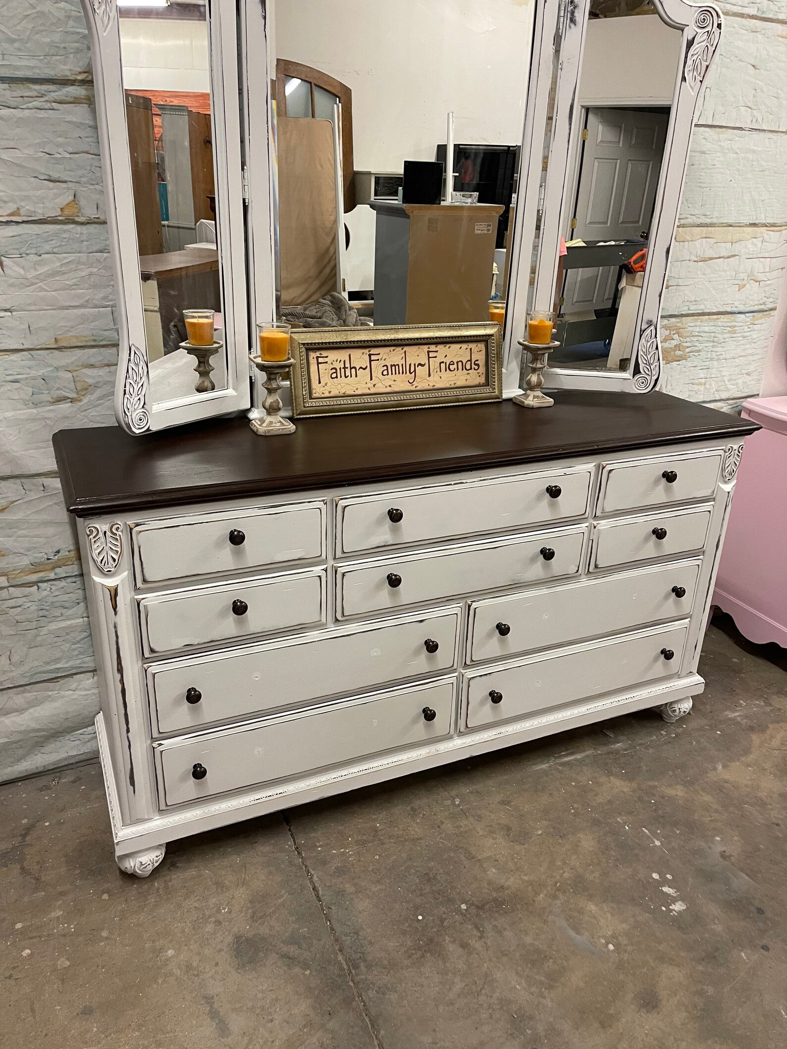 SOLD! Sold! White Dresser /chalk Painted /stained/distressed Dresser ...