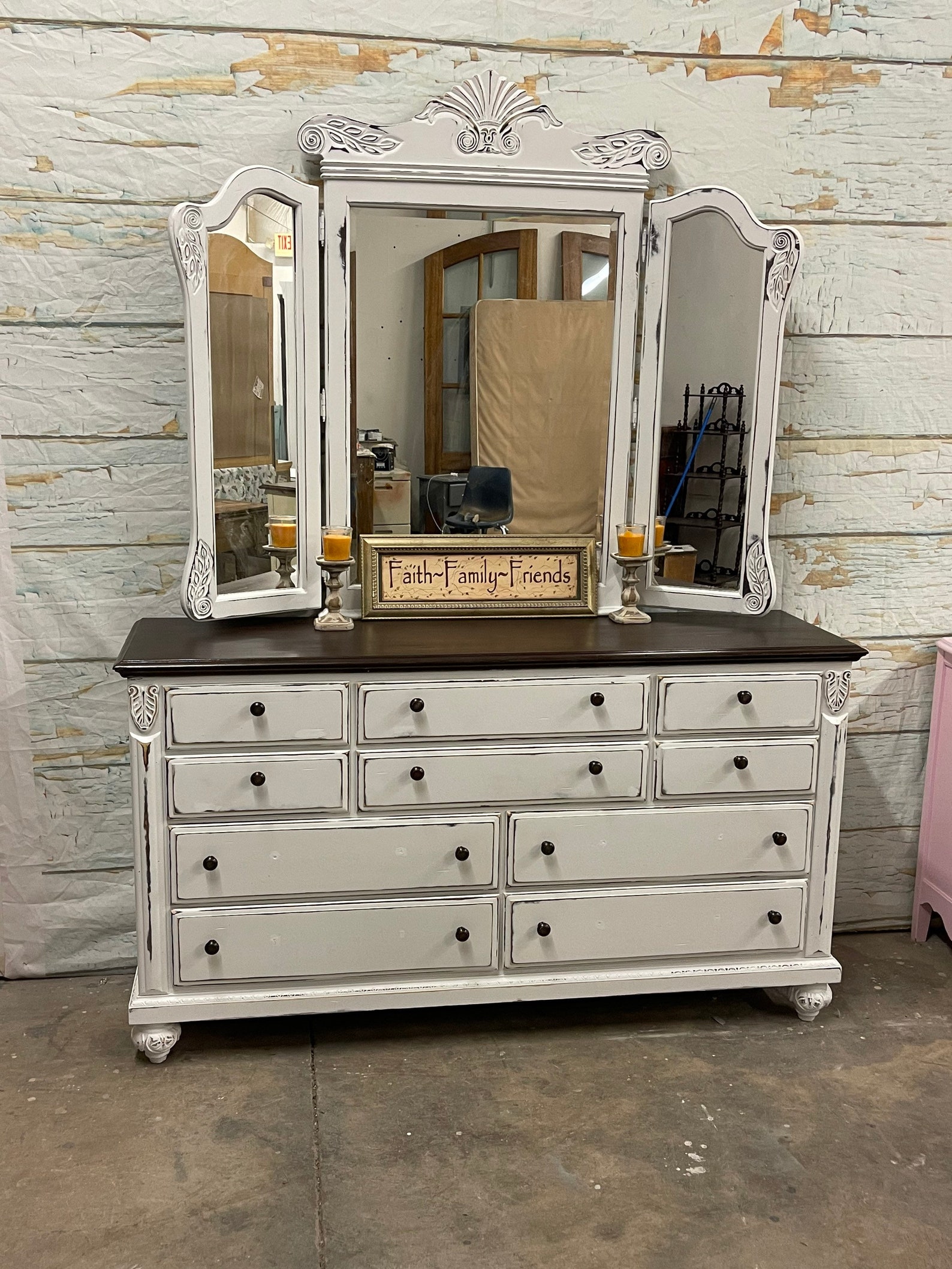 SOLD! Sold! White Dresser /chalk Painted /stained/distressed Dresser ...