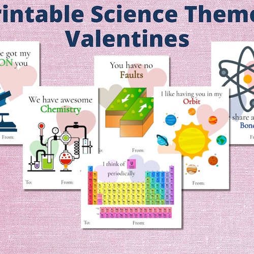 Mini Science Valentines Day Cards Set of 12 Biology | Etsy Canada