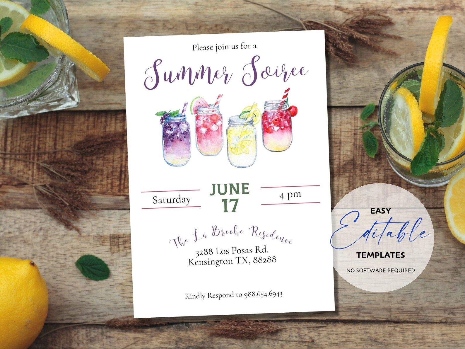 Printable 'summer Soiree' Party Invitation Template | Edit, Download ...