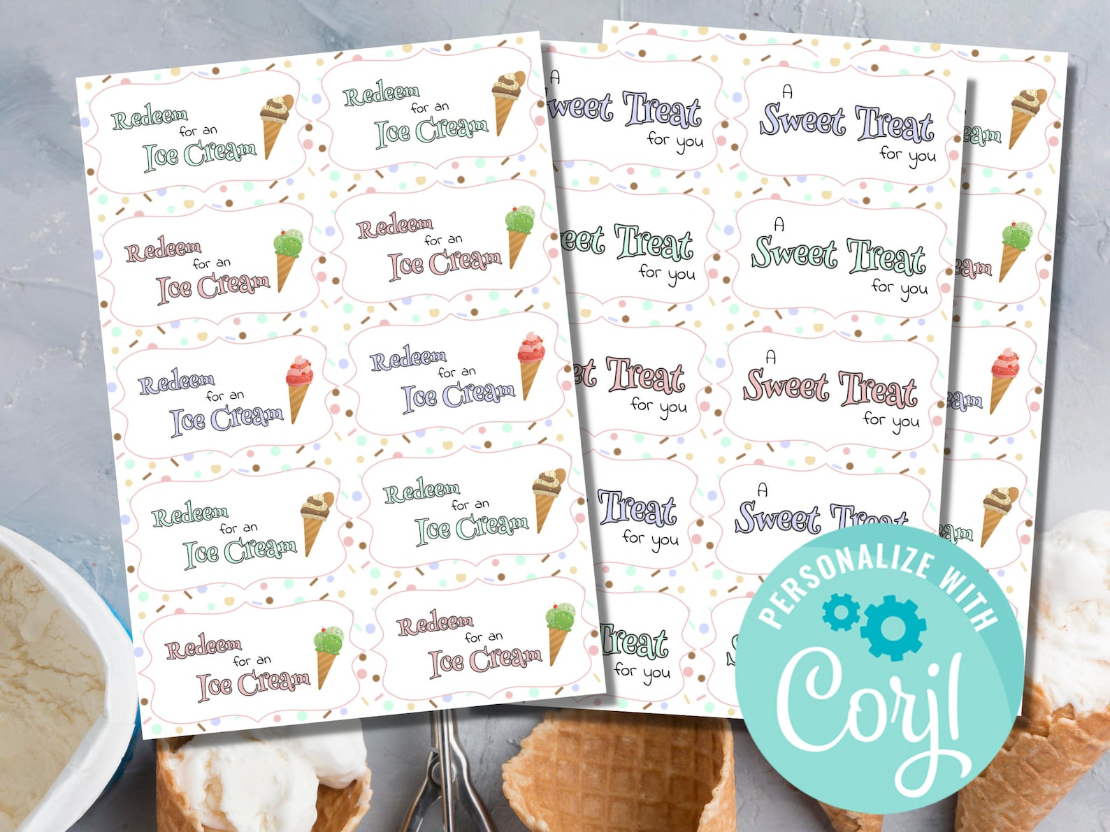 Printable 'sweet Treat Ice Cream Coupons' Edit - Etsy