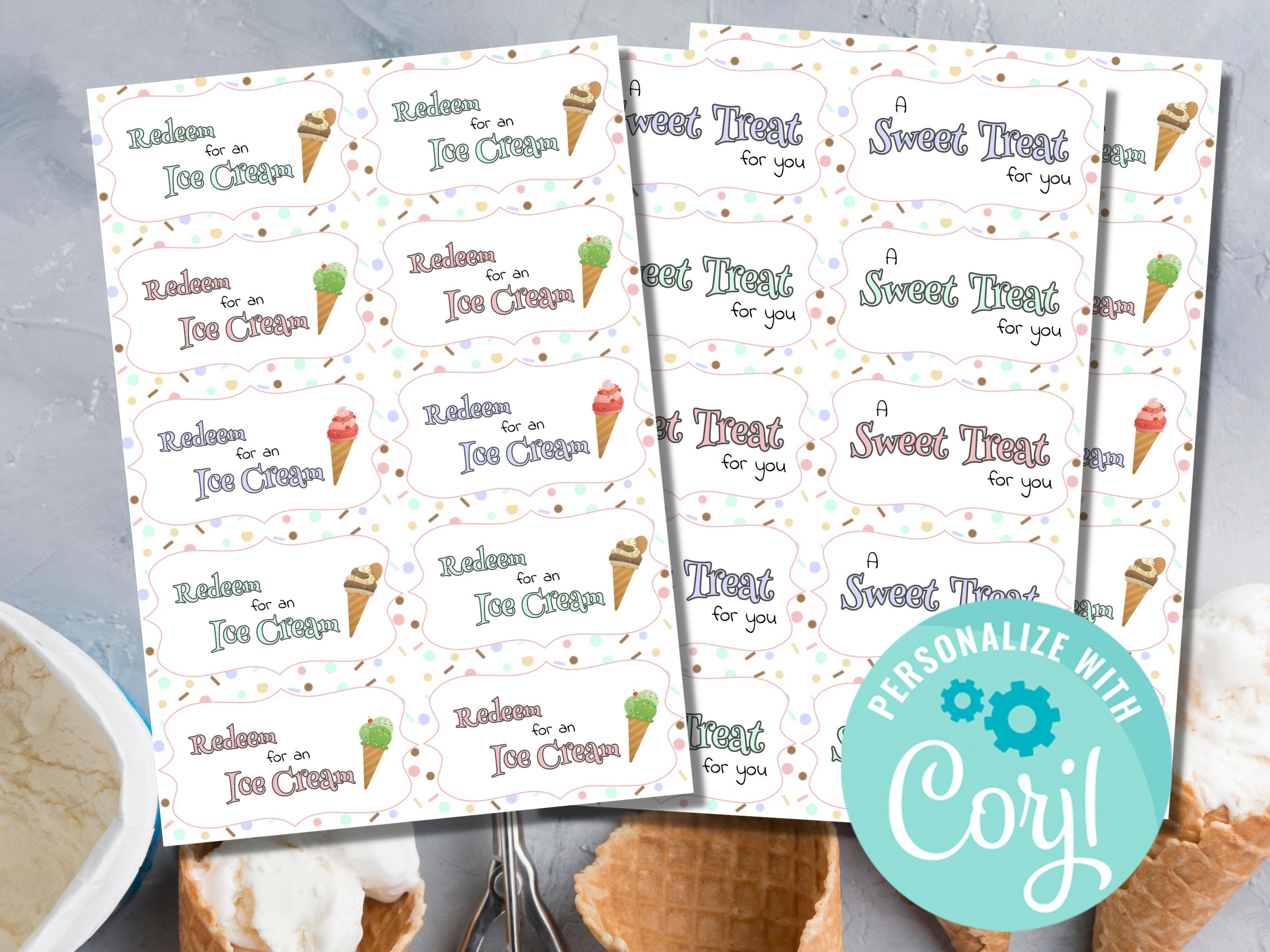 Printable 'sweet Treat Ice Cream Coupons' Edit - Etsy