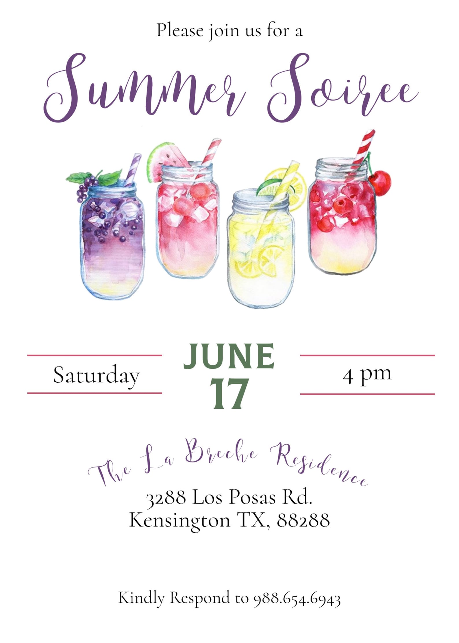 Printable 'summer Soiree' Party Invitation Template | Edit, Download ...