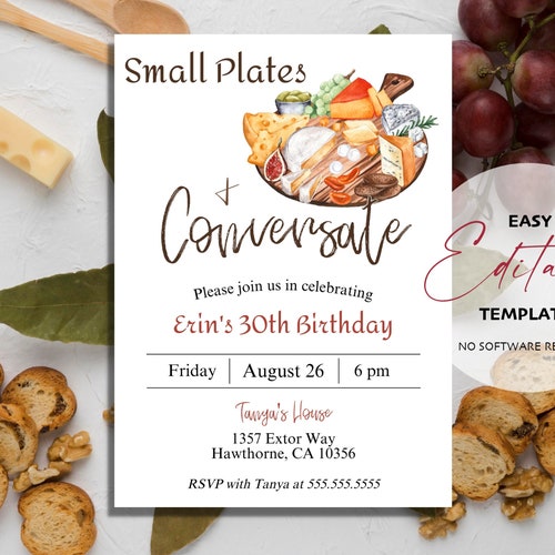 Printable Cocktails and Conversation Party Invitation Template - Etsy