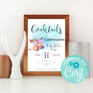 Printable 'cocktails and Conversation' Party Invitation Template | Edit ...