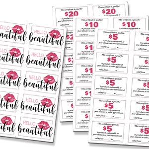 Printable Hello Beautiful Gift Certificates | Edit, Download & Print - Etsy