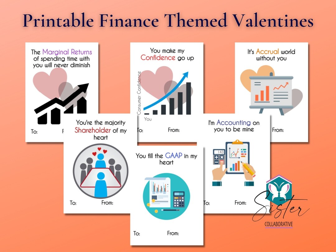 Printable Finance Themed Valentines | Download and Print - Etsy