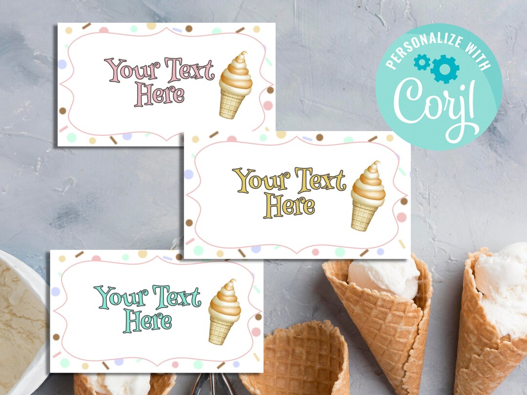 Printable Pineapple Soft Serve Party Label, Name Cards, Table Tent ...