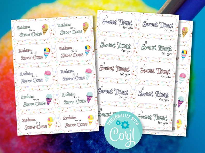 Printable 'sweet Treat Snow Cone Coupons' | Edit, Download and Print - Etsy