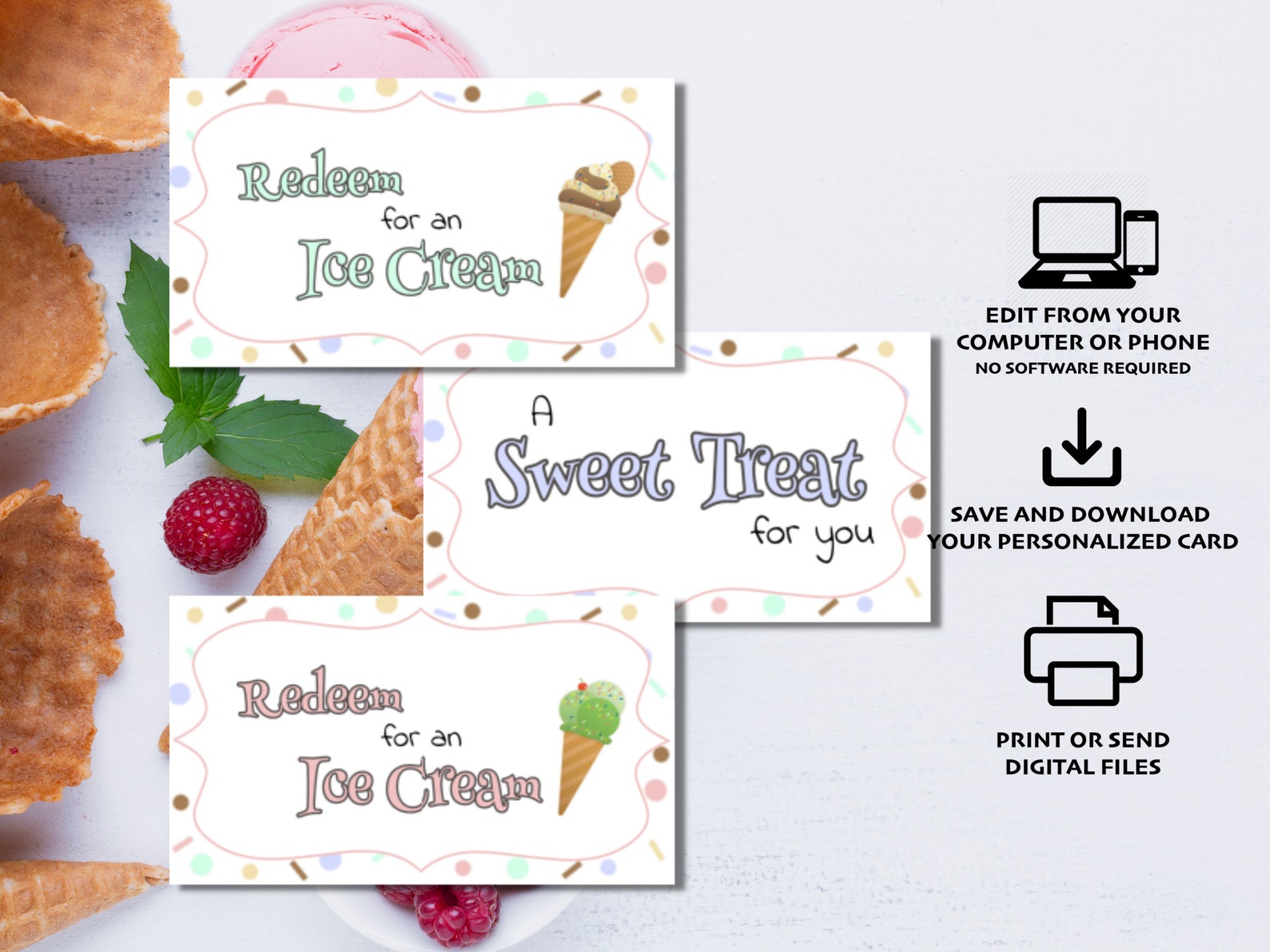 Printable 'sweet Treat Ice Cream Coupons' Edit - Etsy
