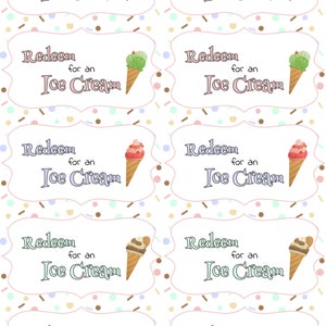 Printable 'sweet Treat Ice Cream Coupons' | Edit, Download and Print - Etsy