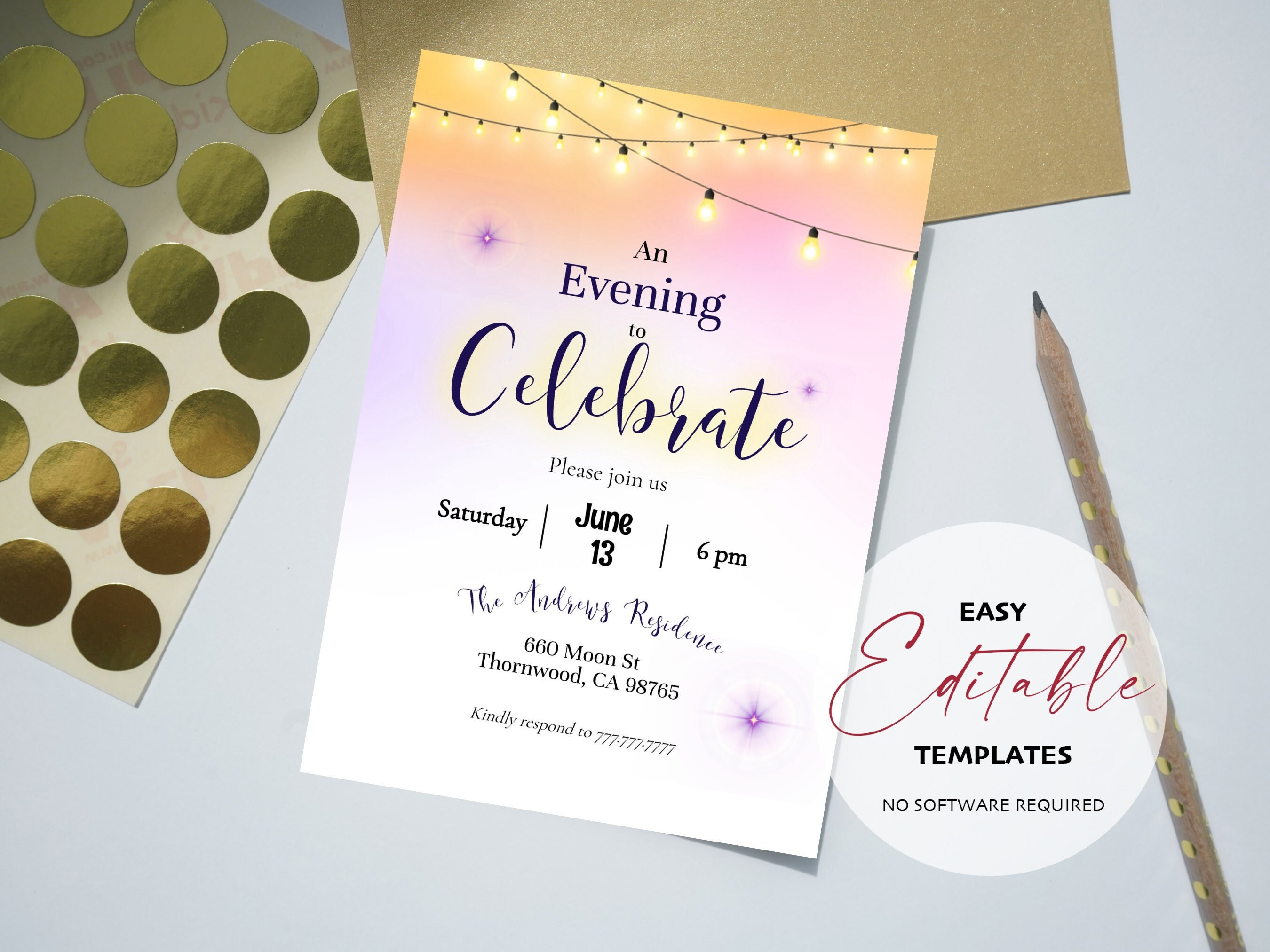 Printable 'an Evening to Celebrate' Party Invitation Template | Edit ...