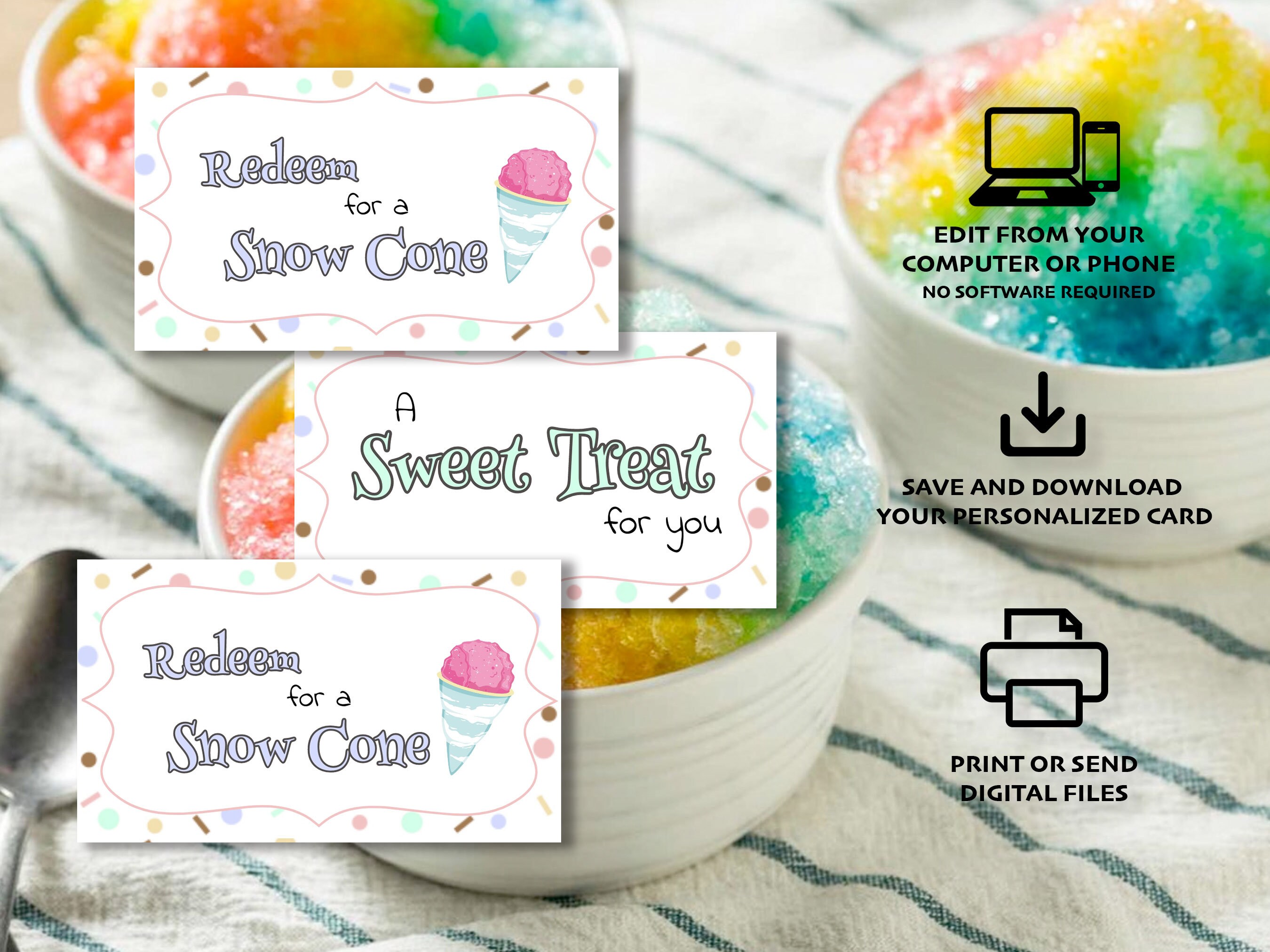 Printable 'sweet Treat Snow Cone Coupons' Edit, Download and Print - Etsy
