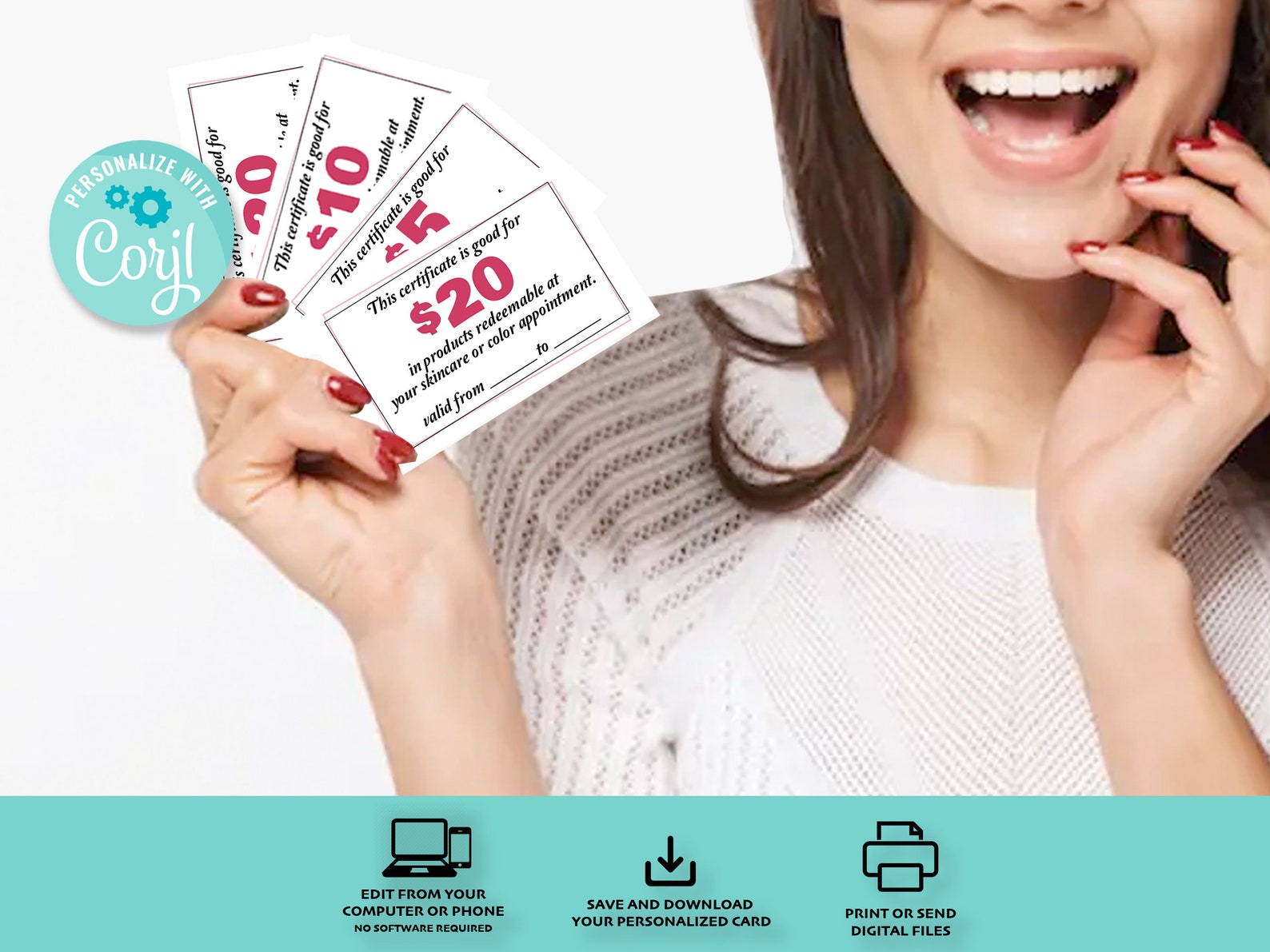 Printable Hello Beautiful Gift Certificates Edit Download & - Etsy