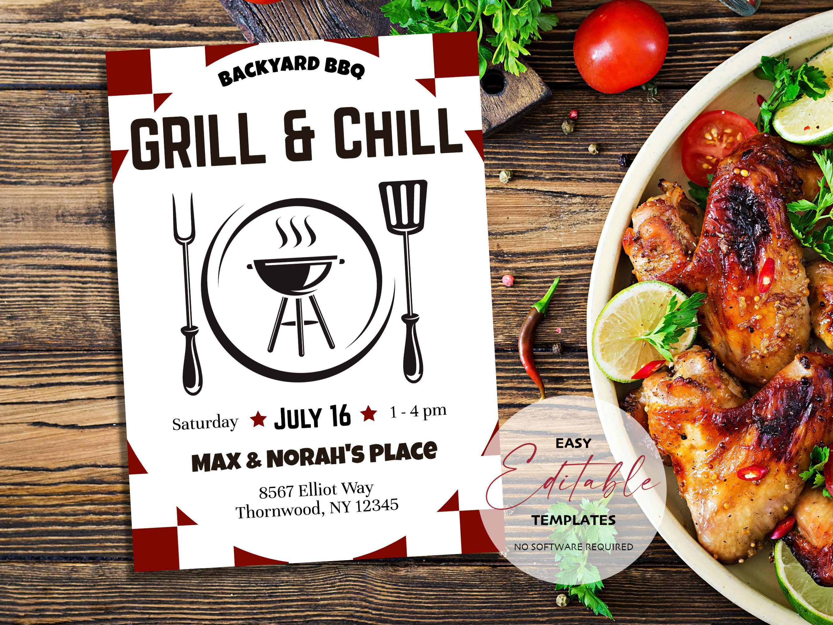 Printable 'grill & Chill' Backyard BBQ Invitation Template | Edit ...