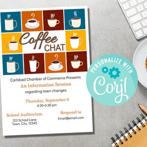 Printable 'coffee Chat' Invitation Template || Edit, Print, Download ...