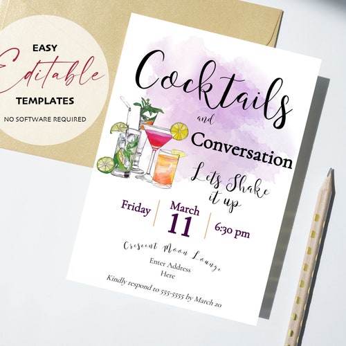 Printable 'cocktails and Conversation' Party - Etsy