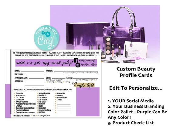 Printable Beauty Customer Profile Card Direct Sales Edit - Etsy