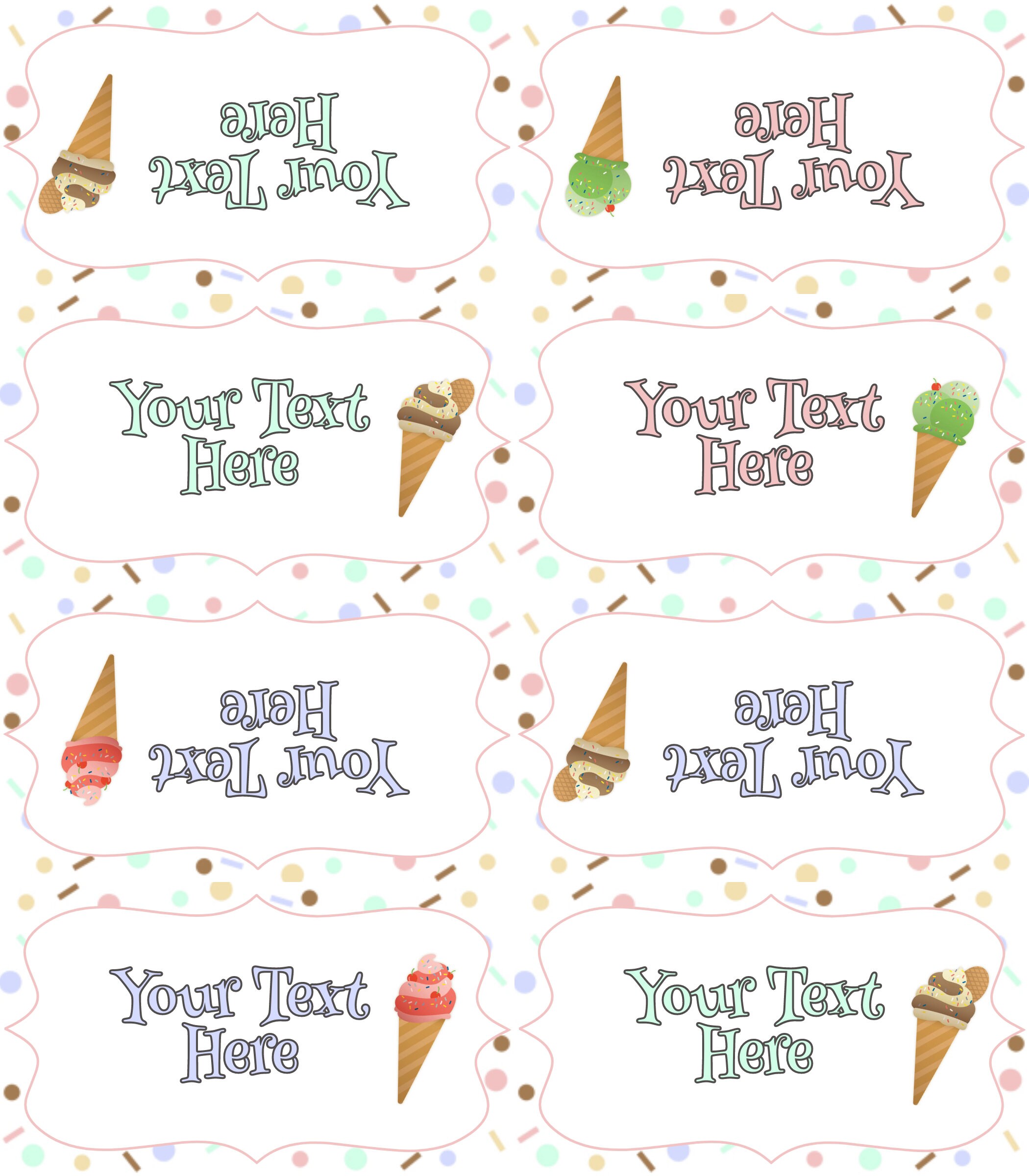 Printable Ice Cream Party Labels, Name Cards, Table Tent | Edit ...
