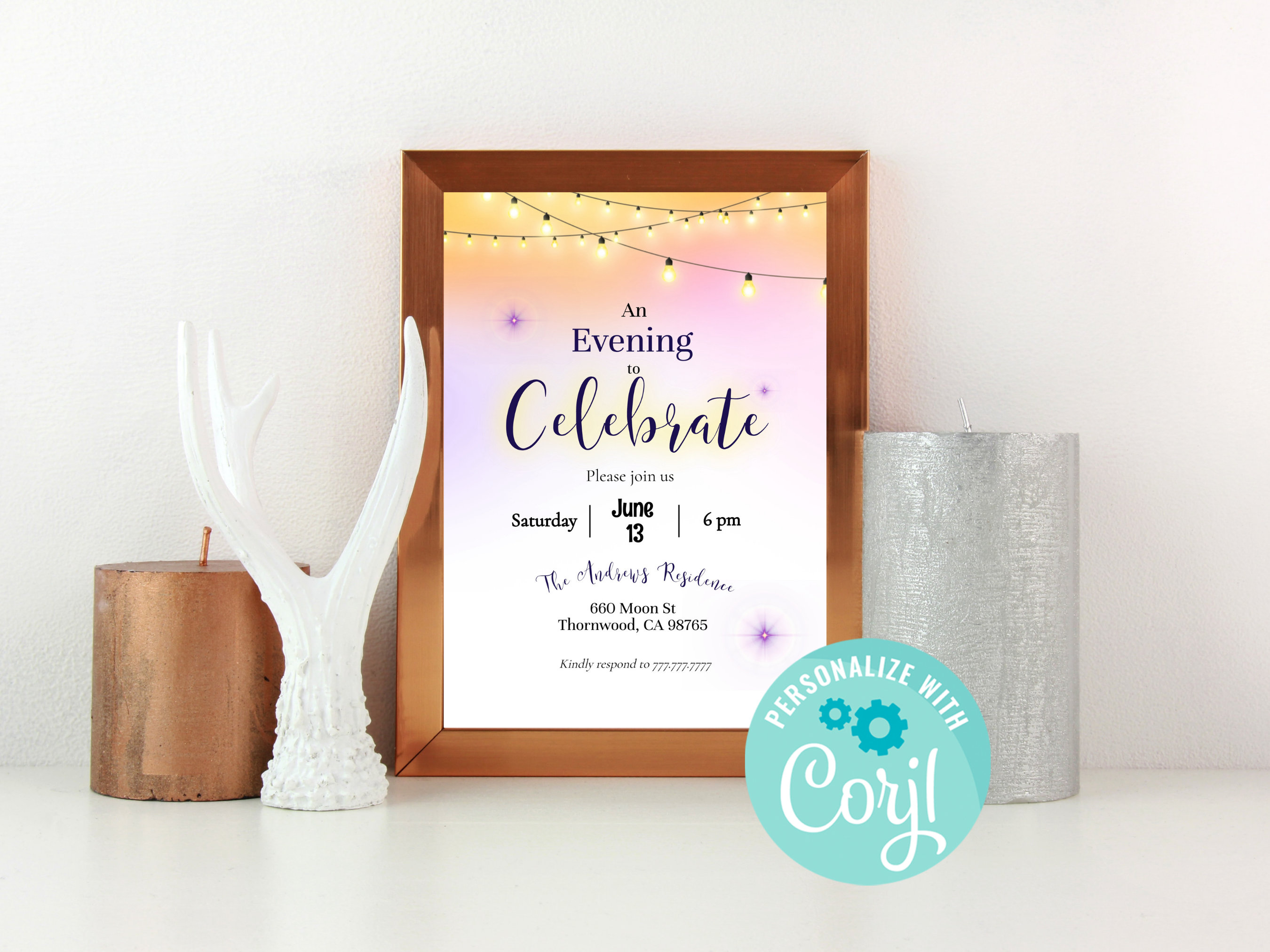 Printable 'an Evening to Celebrate' Party Invitation Template | Edit ...