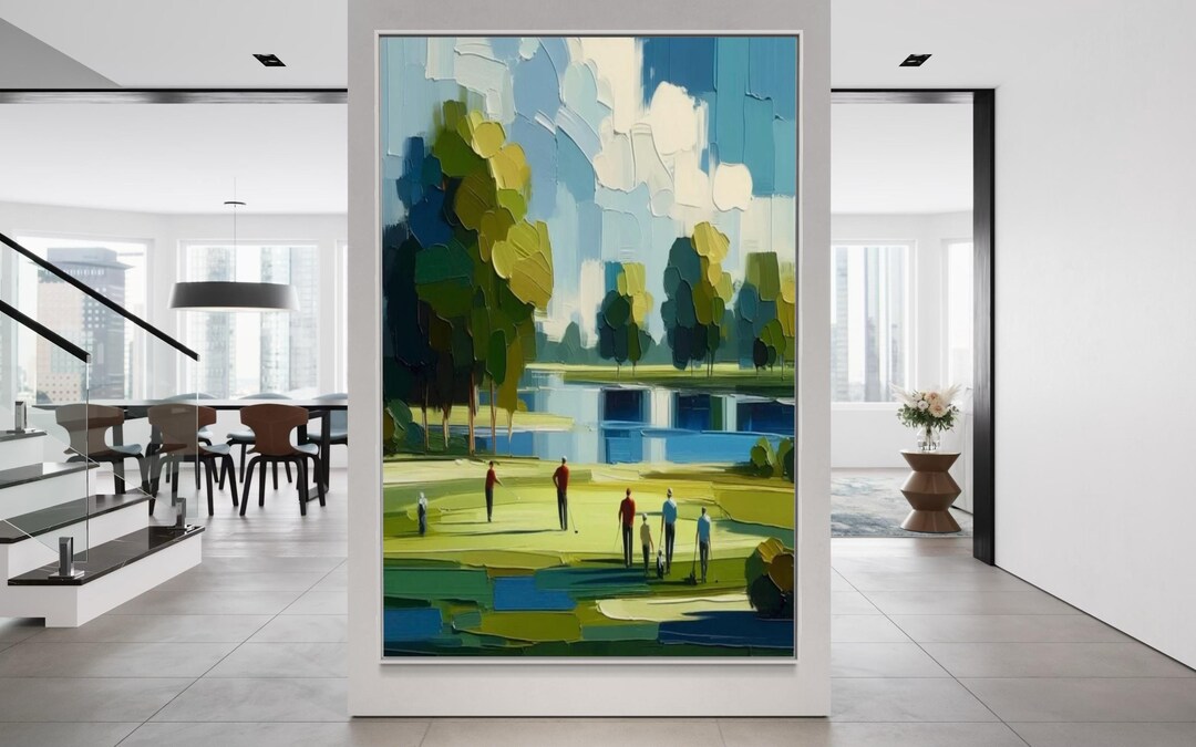 Abstract Golf Course Acrylic Painting, Family Holiday Gift Artwork ...