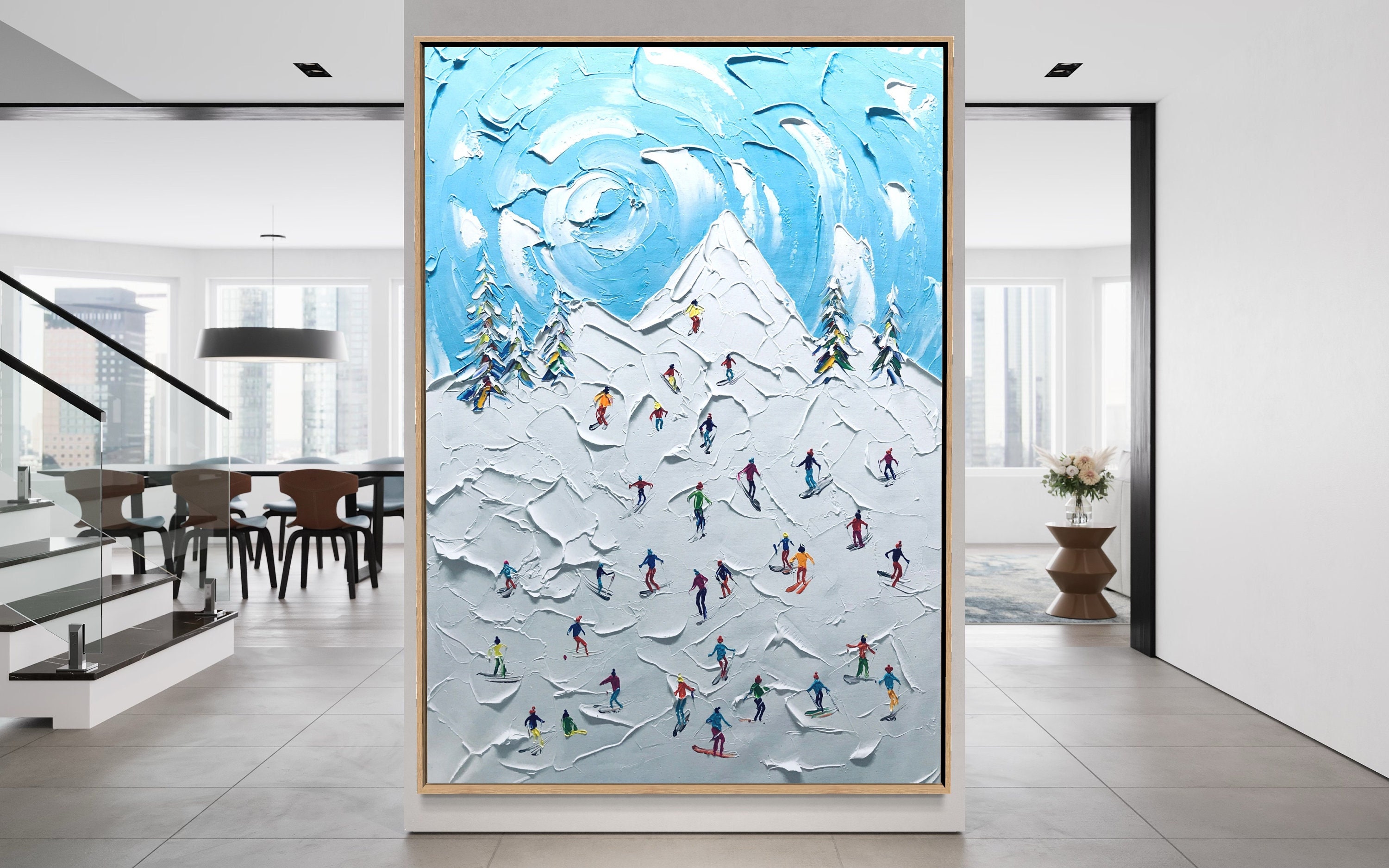 Original Snow Mountain Art Hand Painted Sport Art Extra Large - Etsy