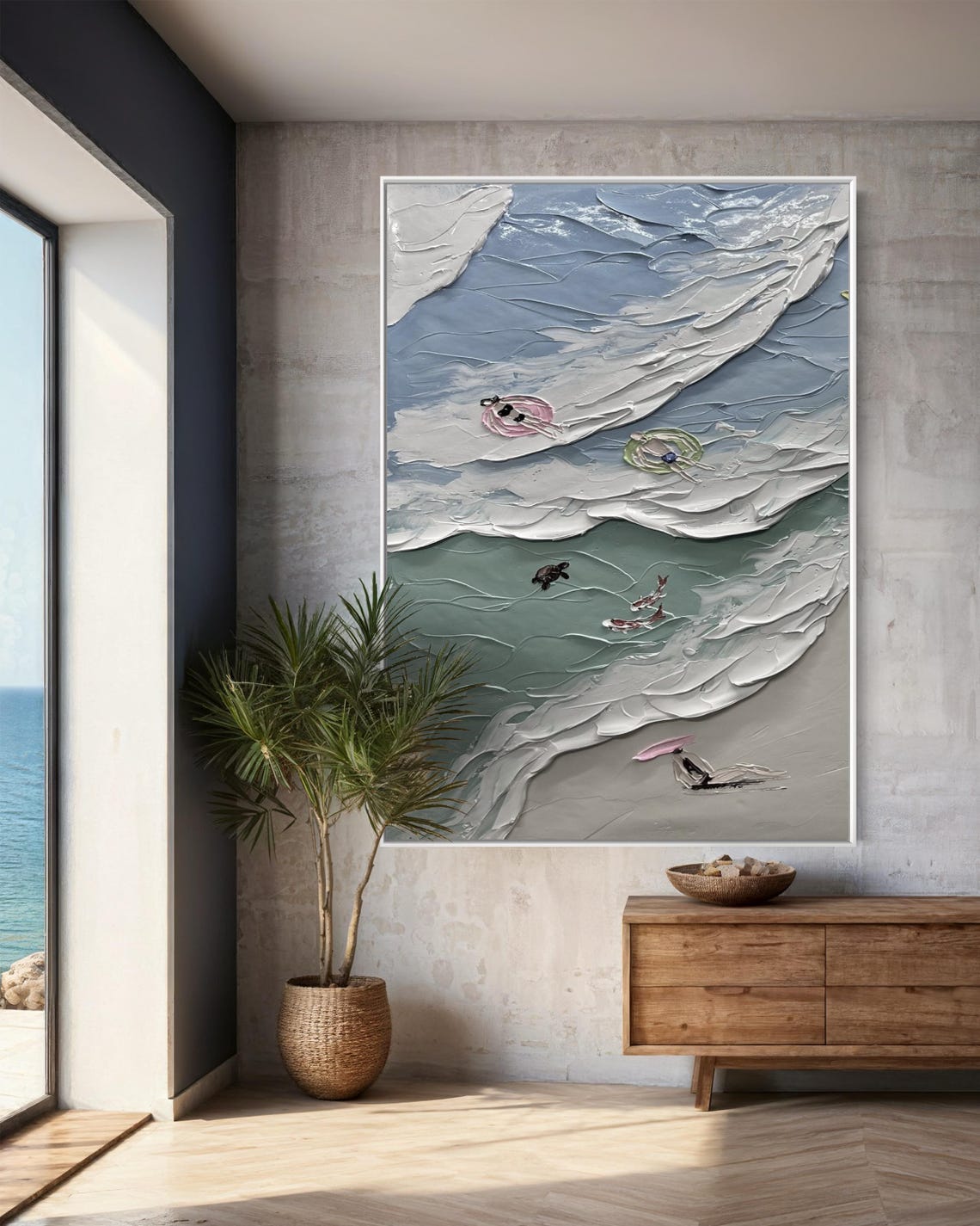 Vertical Float on the Sea Canvas Art, Custom Extra Large 3D Textured ...