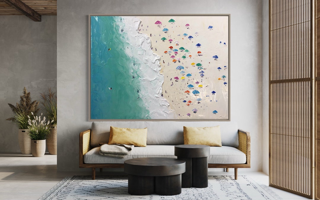 Ocean Art, Hampton Beach Relaxing Painting, Surfers Swimming Sport Art ...