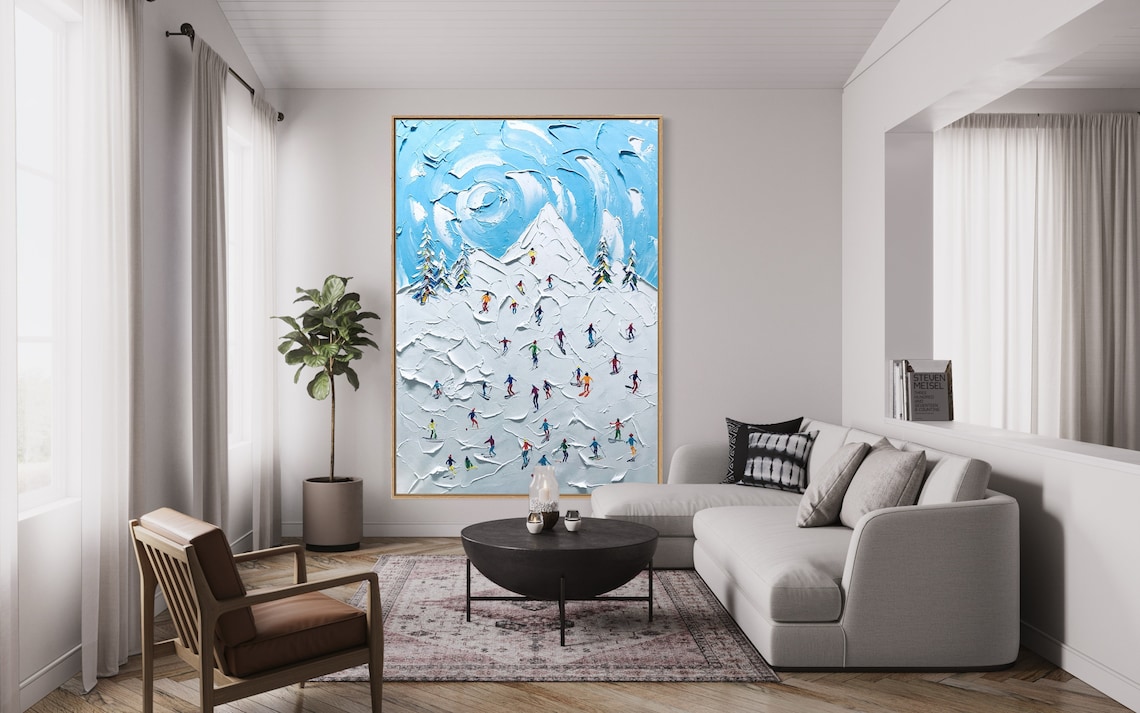Original Snow Mountain Art Hand Painted Sport Art Extra Large - Etsy