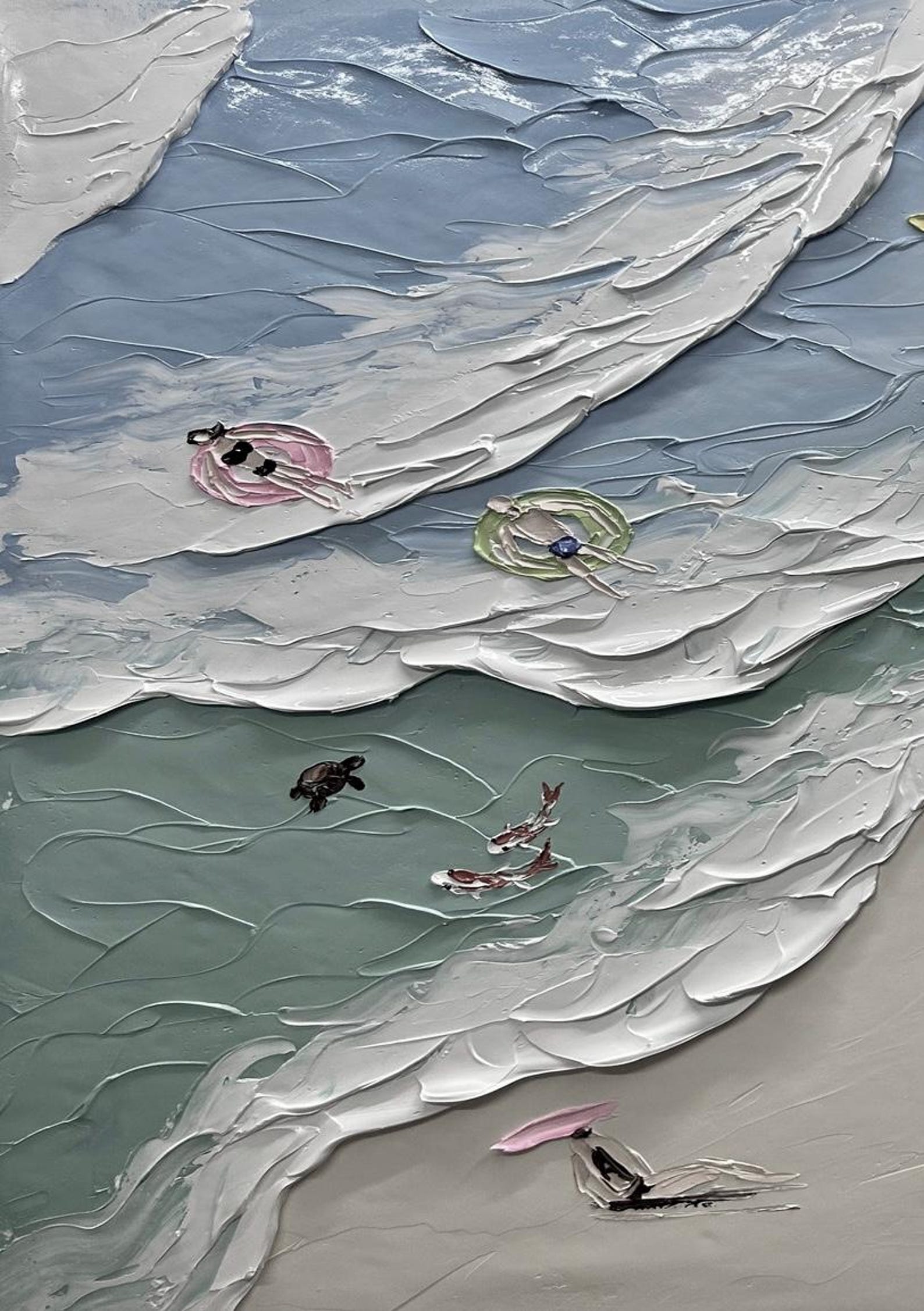 Vertical Float on the Sea Canvas Art, Custom Extra Large 3D Textured ...