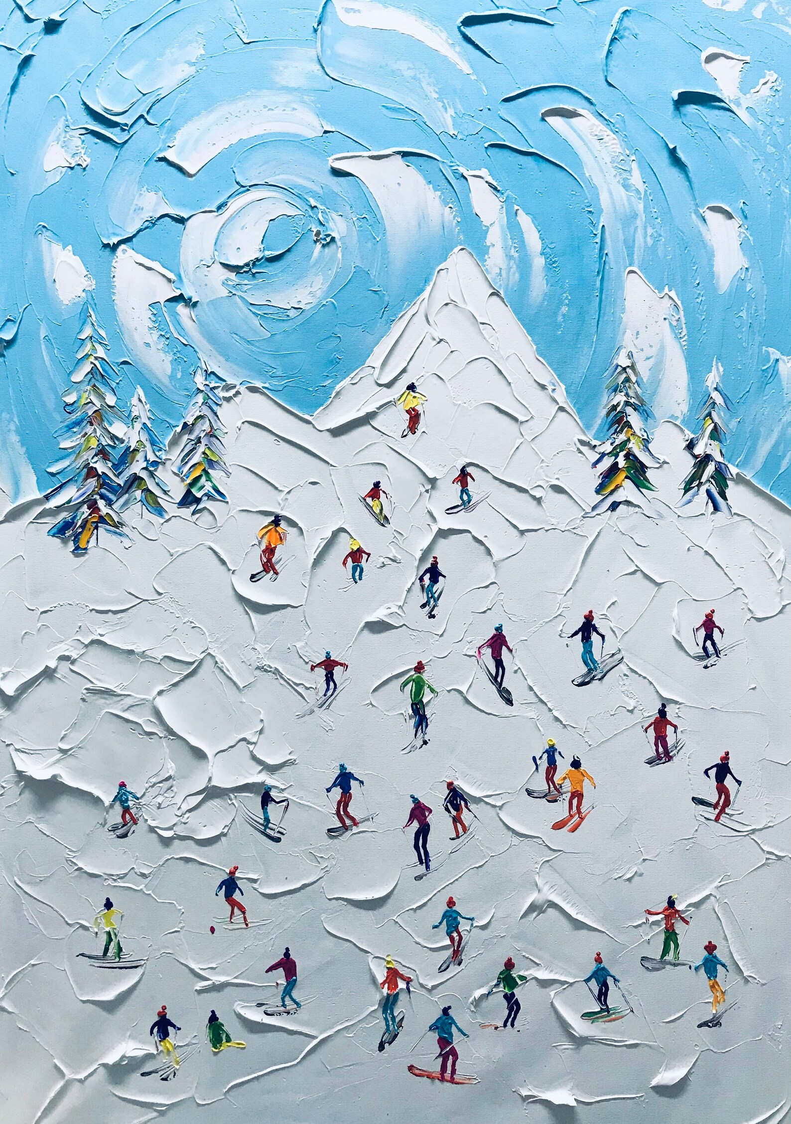 Original Snow Mountain Art Hand Painted Sport Art Extra Large - Etsy