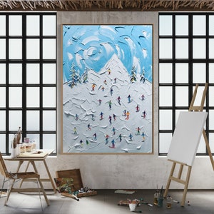 Original Snow Mountain Art Hand Painted Sport Art Extra Large 3D Knife ...