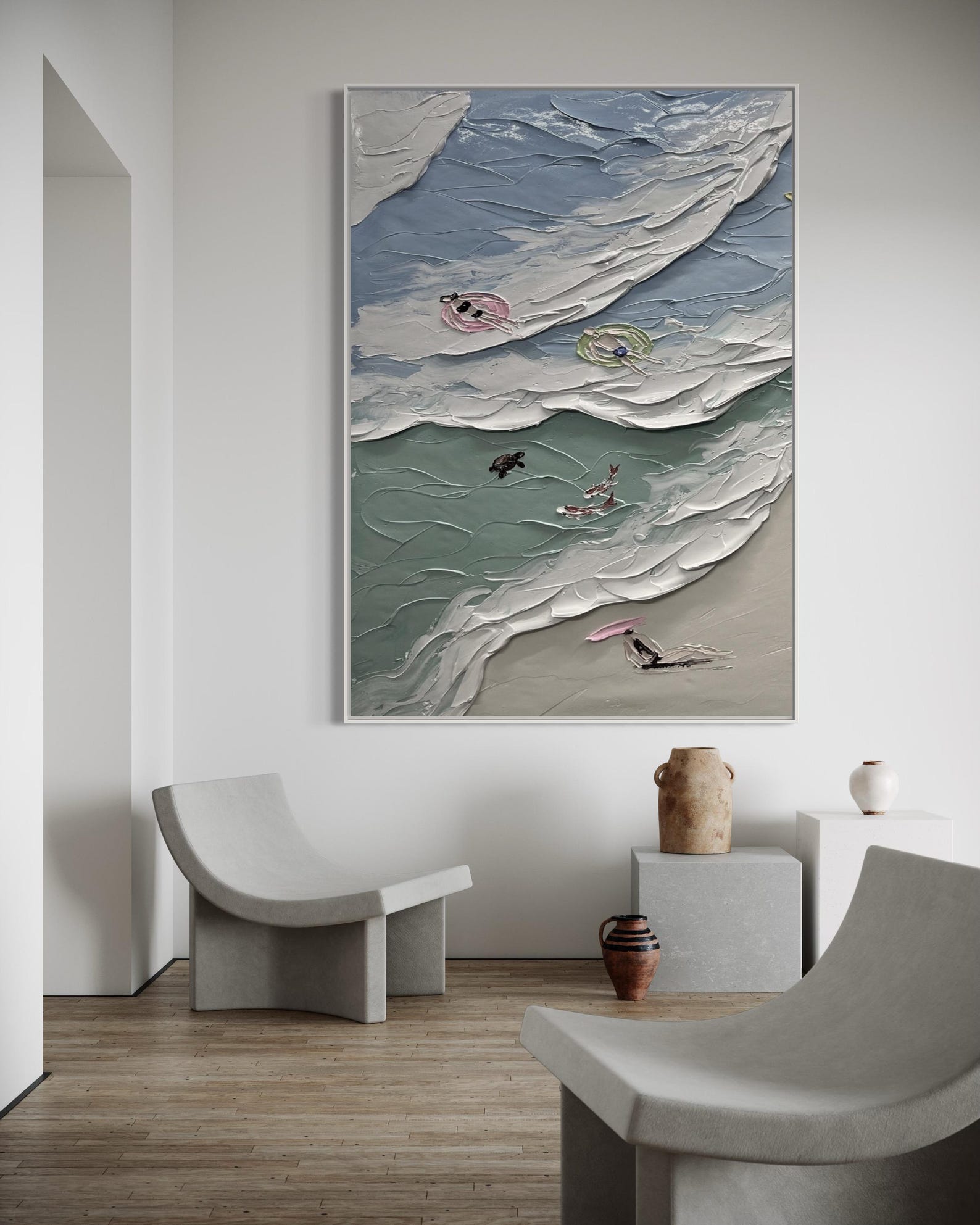 Vertical Float on the Sea Canvas Art, Custom Extra Large 3D Textured ...