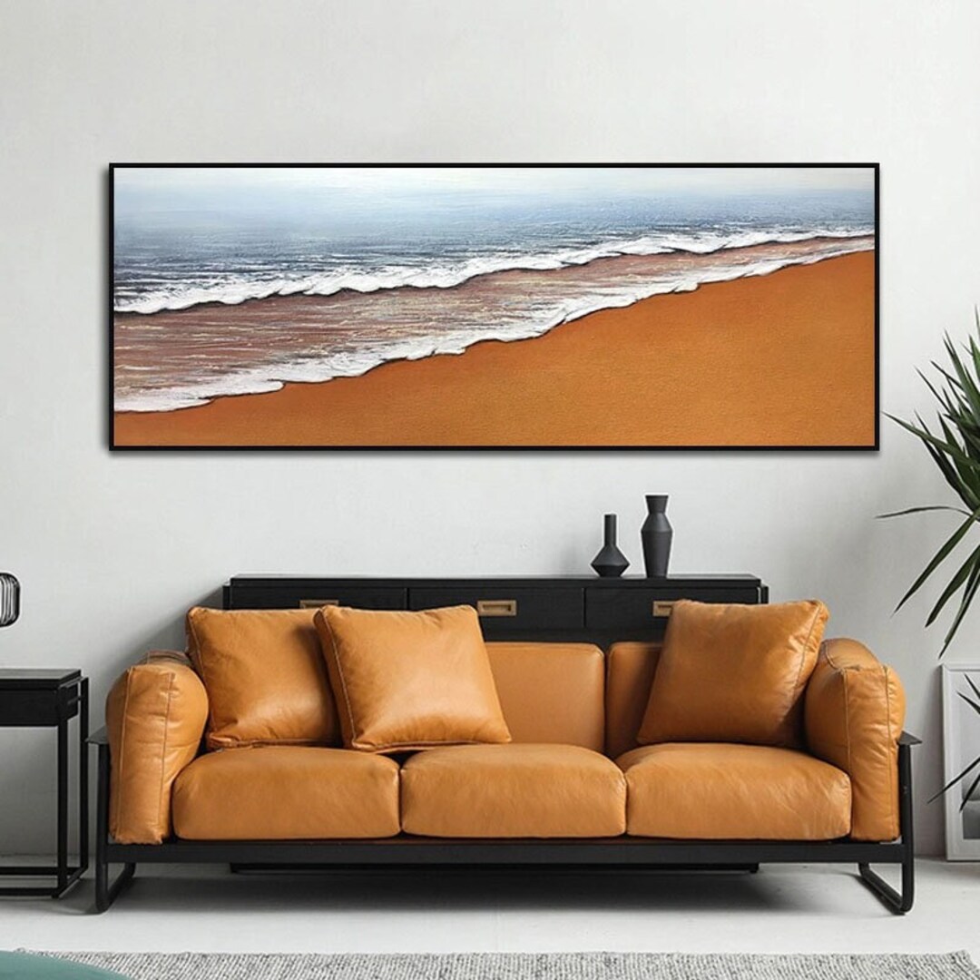 Ocean Extra Large Painting, Beach Sand Heavy Texture Minimalist Art ...