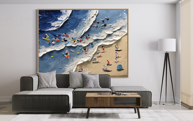 Vacation Beach Hampton Coastal Art Hand Painted Extra Large - Etsy