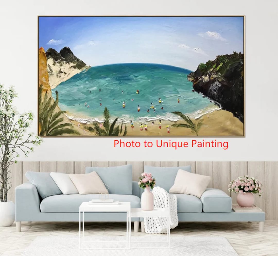 Custom Beach Painting From Photo: Textured Coastal Ocean View Art - Etsy