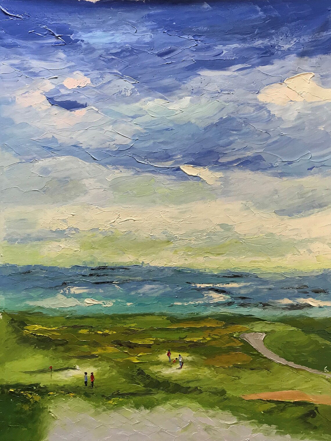 Golf Field Modern Art Hand Painted Extra Large Heavy Textured | Etsy