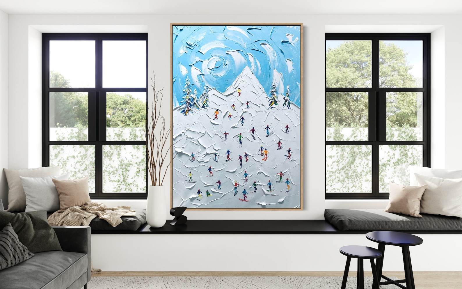 Original Snow Mountain Art Hand Painted Sport Art Extra Large - Etsy