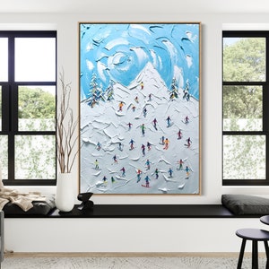 Original Snow Mountain Art Hand Painted Sport Art Extra Large 3D Knife ...