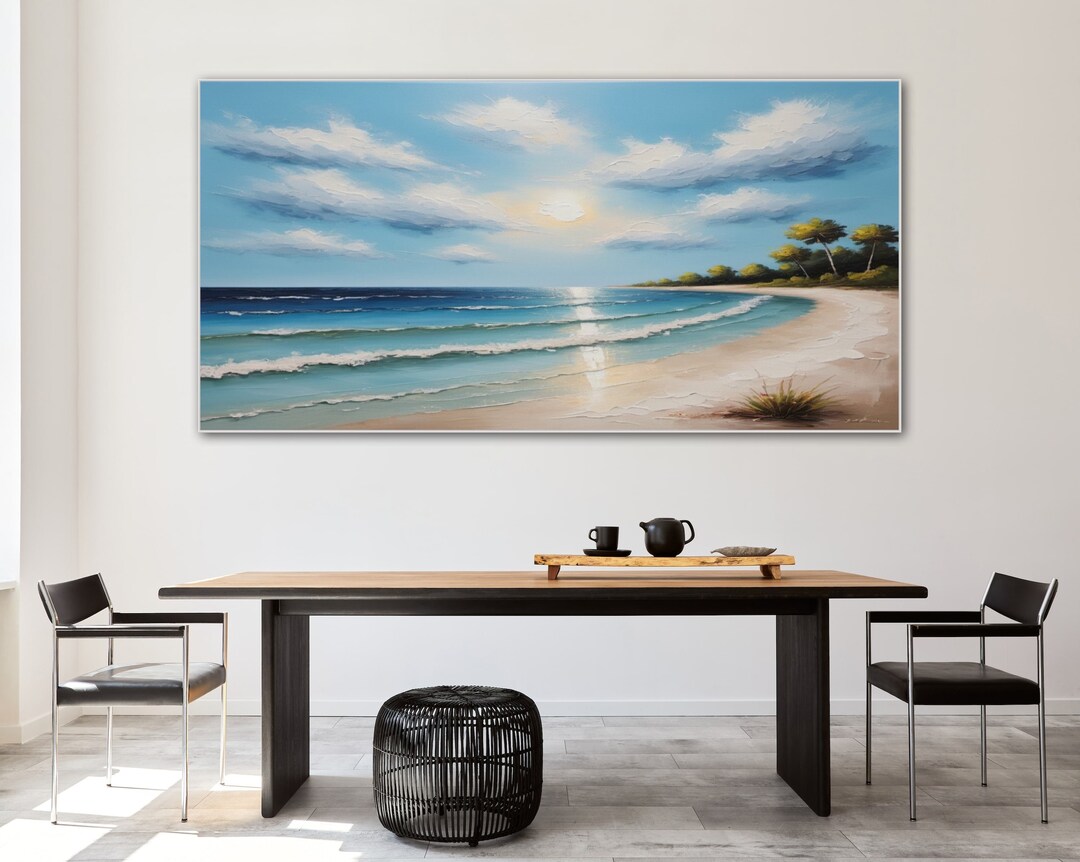 Seaside Beach Landscape Painting, Beach Inspired Artwork, Original ...