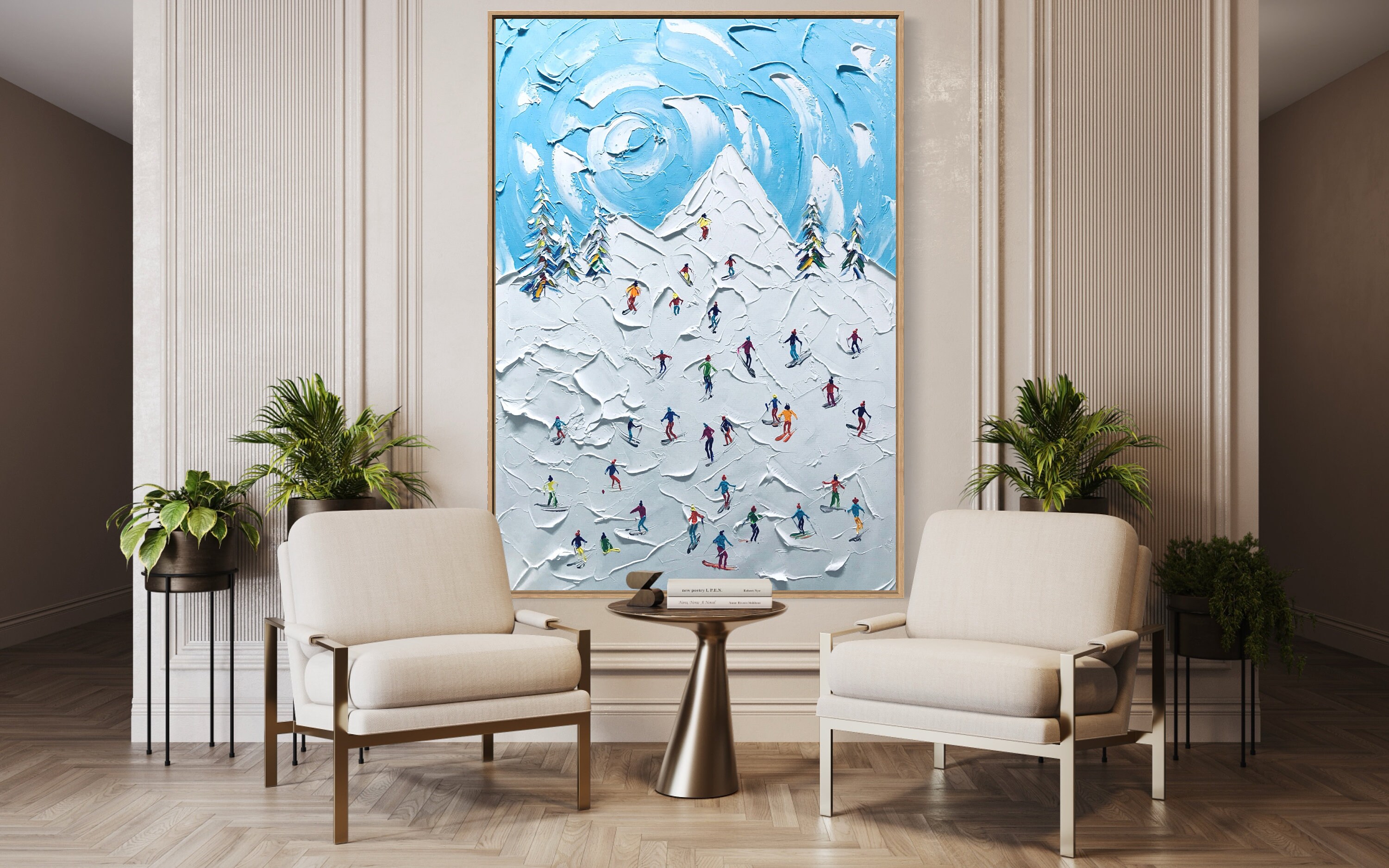 Original Snow Mountain Art Hand Painted Sport Art Extra Large - Etsy