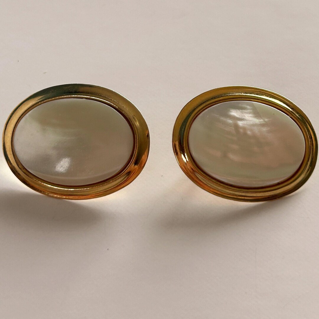 Vintage Butler Gold and White Earrings - Etsy