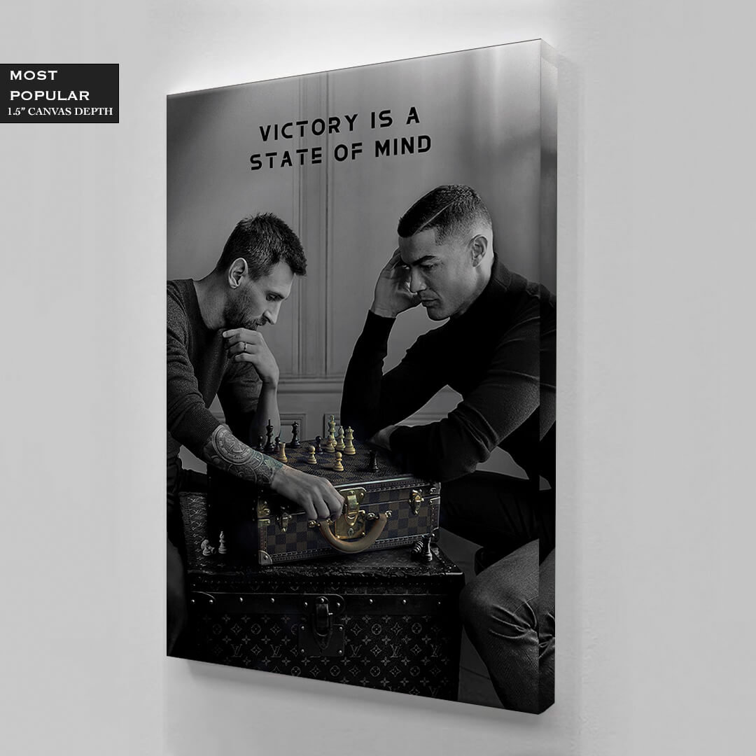 Messi & Ronaldo Chess Poster, Football Legends Canvas, Soccer Player ...